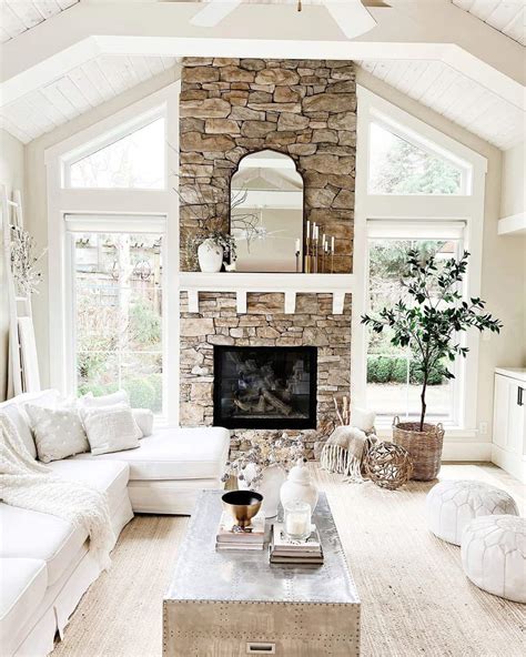 Stone Fireplace With White Mantel Décor Ideas Soul Lane