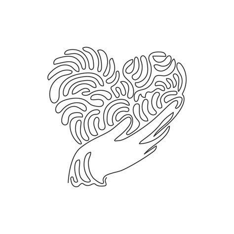 Uma única Linha Desenhando A Mão Segurando O ícone Do Coração Salve A