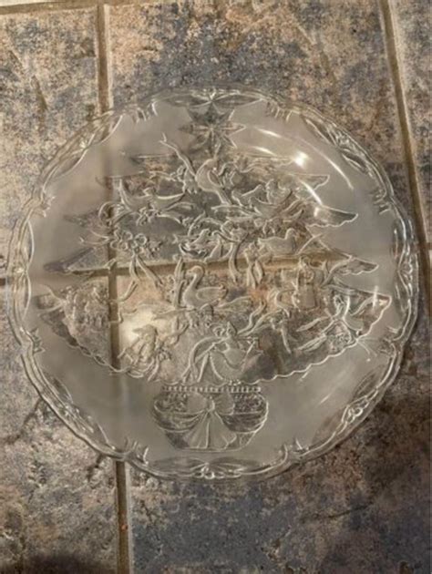 Vintage Glass Christmas Tree Platter