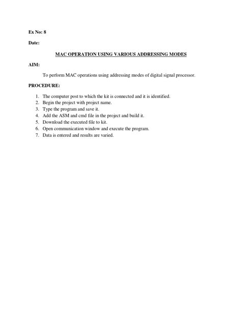K2perform Mac Operation Using Various Addressing Modes Pdf