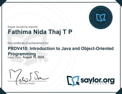 fathima nida thaj t p on linkedin java programming objectoriented