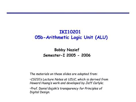 Ppt Iki B Arithmetic Logic Unit Alu Powerpoint Presentation