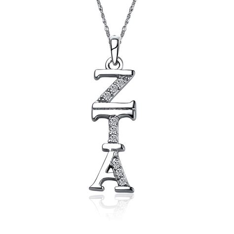 Zeta Tau Alpha Lavalier Vertical Design Sterling Silver Zta P001 Etsy