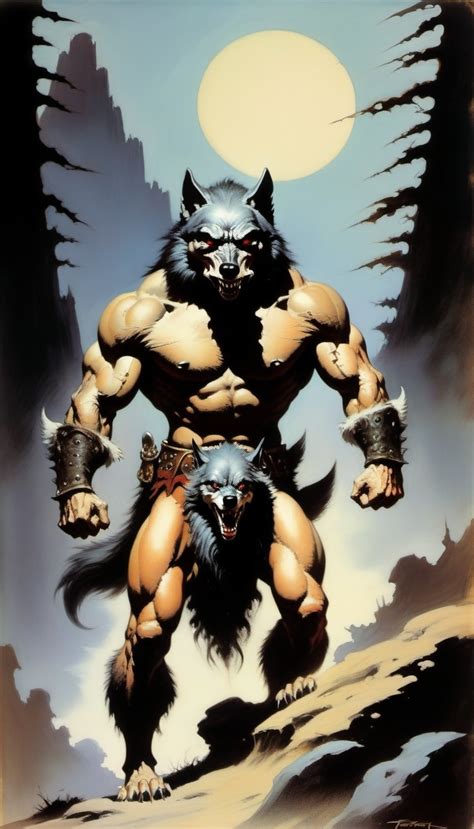 Frank Frazetta Style Value Color Painting Of A Conan Steve Reeves Nude Penis Out No Clothes