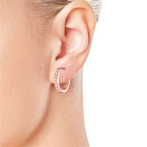 Rose Gold Plated Hoop Earrings Created With Swarovski Crystals On Onbuy