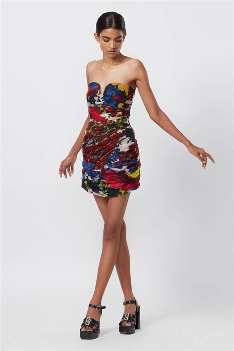 Buy Saaksha And Kinni Multi Color Chiffon Abstract Floral Print Strapless