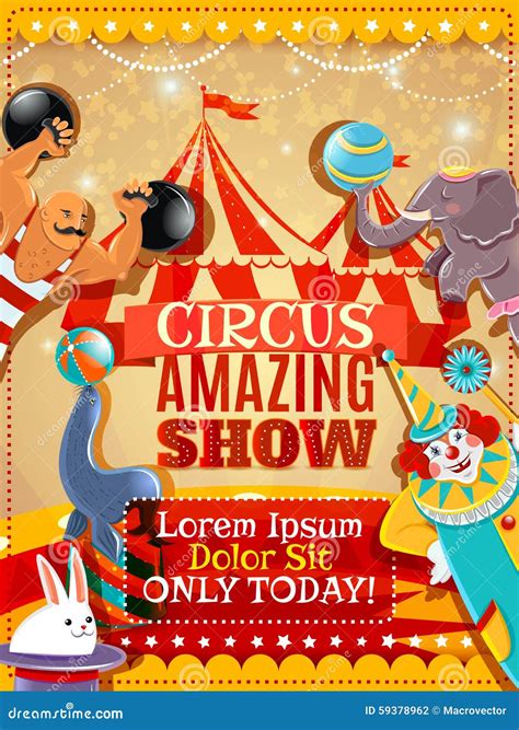Circus Performance Announcement Vintage Poster Stock Vector Image