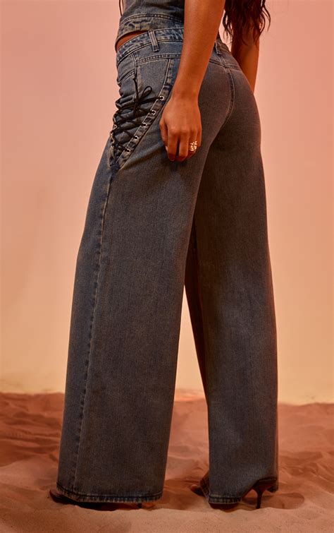 Blue Vintage Wash Pocket Straight Leg Jeans Denim Prettylittlething Usa