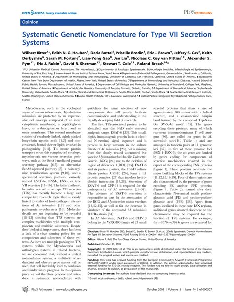 Pdf Systematic Genetic Nomenclature For Type Vii Secretion Systems