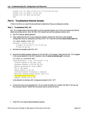 Fillable Online Lab Troubleshooting ACL Configuration And Placement Fax Email Print PdfFiller