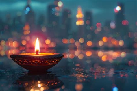 A Single Flame In A City Of Lights Premium Ai Generated Image
