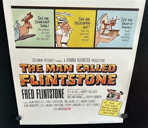 Original 1966 The Man Called Flintstone Movie Poster 14x36 Hanna