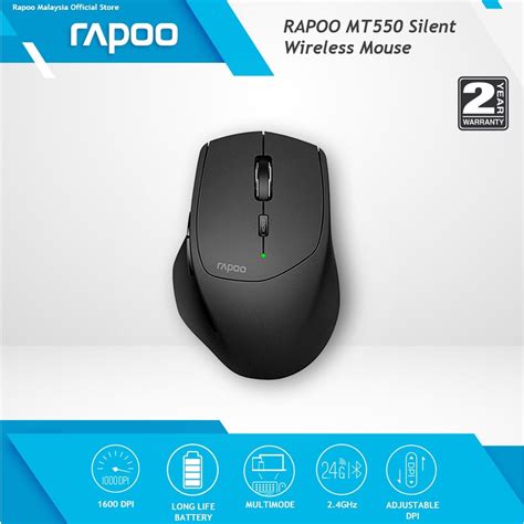 Rapoo Mt550 Multi Mode 2 4g Wireless Mouse Bluetooth Mouse With 1600dpi
