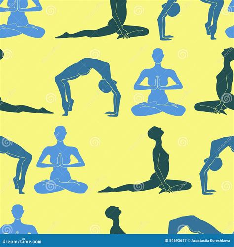 Yoga Silhouettes Background Stock Vector Image 54693647