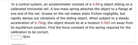 Solved In A Control System An Accelerometer Consists Of A