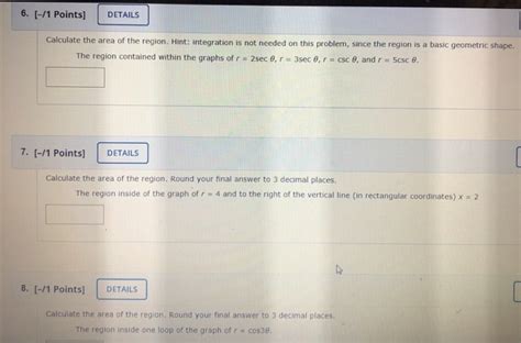 Solved 6 1 Points DETAILS Calculate The Area Of The Chegg Com