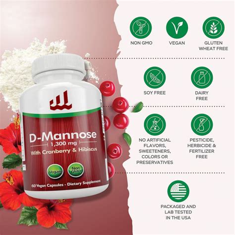 D Mannose 3 In 1 Formula D Mannose Capsules Containing Cranberries And Hibiscus Natural