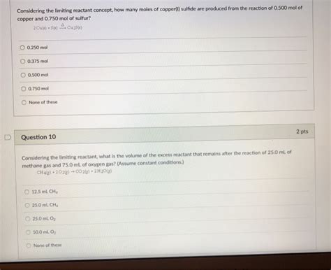 Solved Considering Th Limiting Reactant Concept How Many Chegg