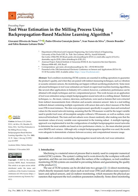 Pdf Tool Wear Estimation In The Milling Process Using Backpropagation