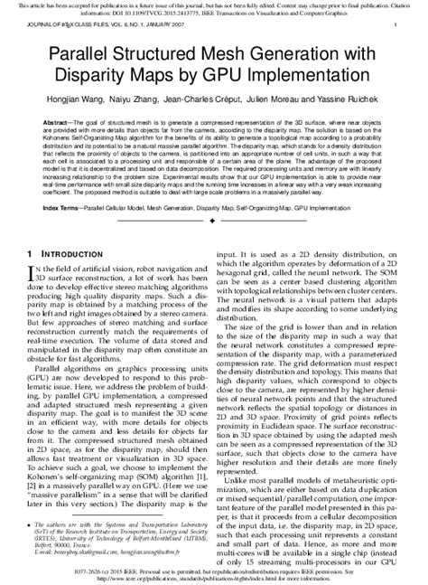 Pdf Parallel Structured Mesh Generation With Disparity Maps By Gpu