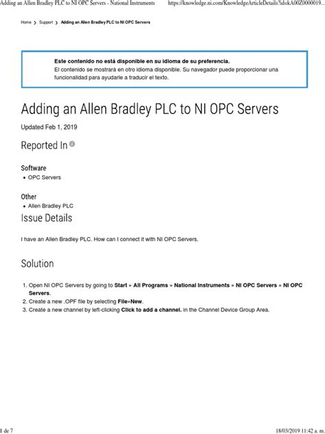 Adding An Allen Bradley Plc To Ni Opc Servers National Instruments