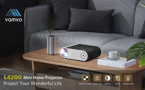 Vamvo Projector Mini Portable Projectors 1080p Full Hd 5500 Lux 200