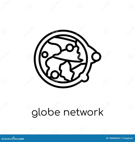 Globe Network Icon Trendy Modern Flat Linear Vector Globe Network Icon