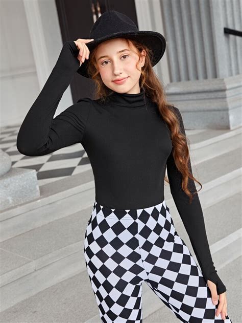 Shein Teen Girls High Neck Solid Tee Shein Usa