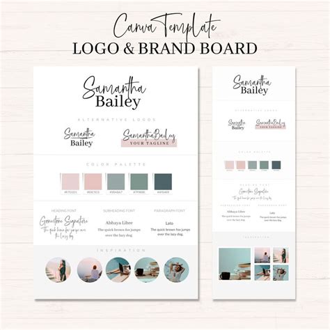 Premade Logo Feminine Brand Kit Canva Brand Kit Template Brand Board