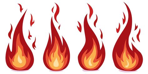 A Set Of Icons Featuring Flames Isolated On A White Background Fire