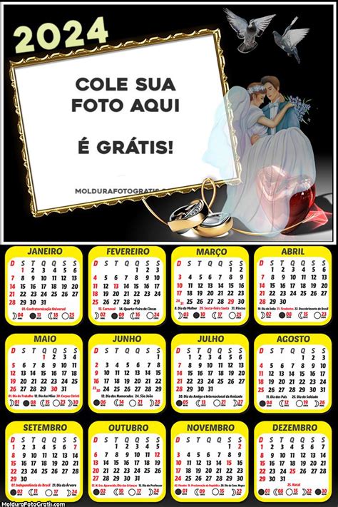 Calendário Casamento 2024 Foto Molduras
