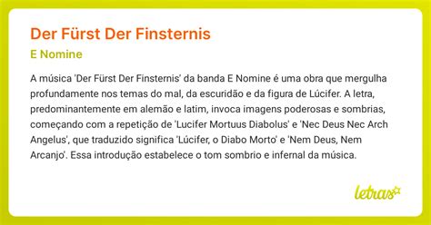 Significado Da Música Der FÜrst Der Finsternis E Nomine Letras Mus Br