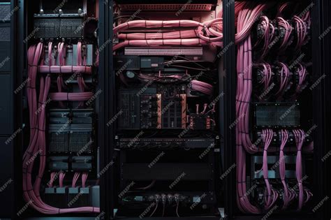 Premium Ai Image Network Cables Connected To A Mainframe Computer Created With Generative Ai