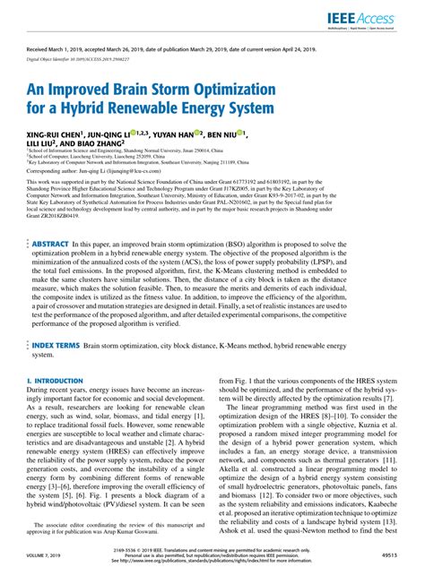 Pdf An Improved Brain Storm Optimization For A Hybrid Renewable