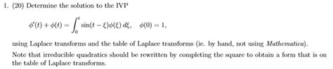 solved 1 20 determine the solution to the ivp o t