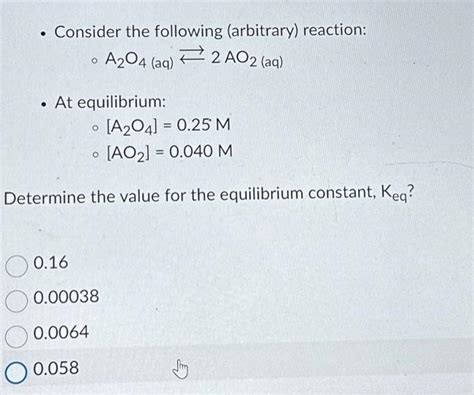 Solved Consider The Following Arbitrary Reaction A O Chegg