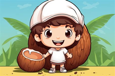 Imagem De P Gina Colorida De Coco Colorida Estilo Chibi Com Contornos Espessos E Sem