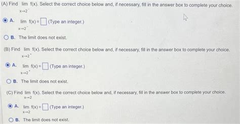 solved a find limf x select the correct choice below