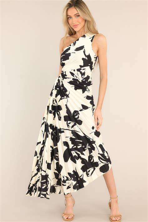 Ivory Print Cut Out Pleated Maxi Dress Maxi Dresses Red Dress