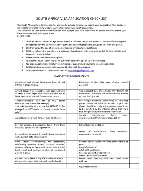 Application Visa Checklist 090416 Pdf