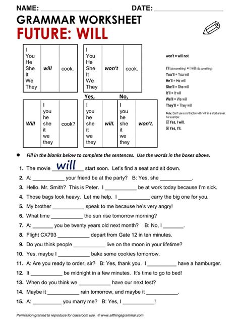 Future Tense Worksheet For Class 3