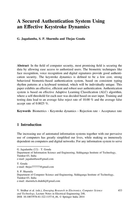 pdf a secured authentication system using an effective keystroke dynamics