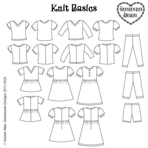 Genniewren Designs Knit Basics Doll Clothes Pattern 18 Inch American