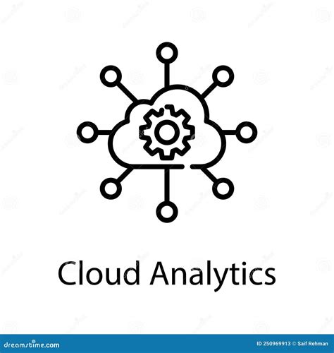 Cloud Analytics Vector Outline Icon Design Illustration Stock Vector