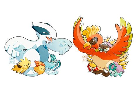 Lugia Ho Oh Suicune Raikou Articuno And 3 More Pokemon Drawn By