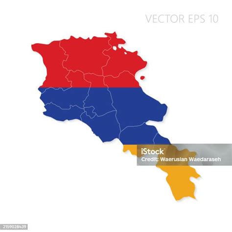 아르메니아지도와 국기 세부 사항 흰색 배경에 분리 된 상태 벡터 일러스트 레이 션 Eps10 0명에 대한 스톡 벡터 아트 및 기타 이미지 Istock