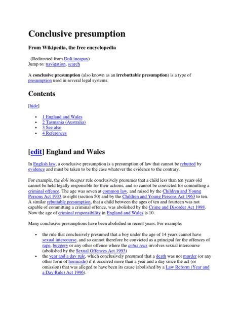 Conclusive Presumption Pdf Deviance Sociology Legal Concepts