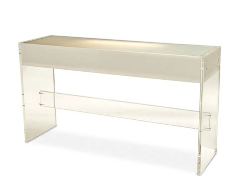 A Clear And White Acrylic Lighted Console Table Available For Sale