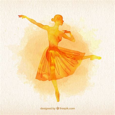 Premium Vector Yellow Watercolor Ballet Dancer Silouette