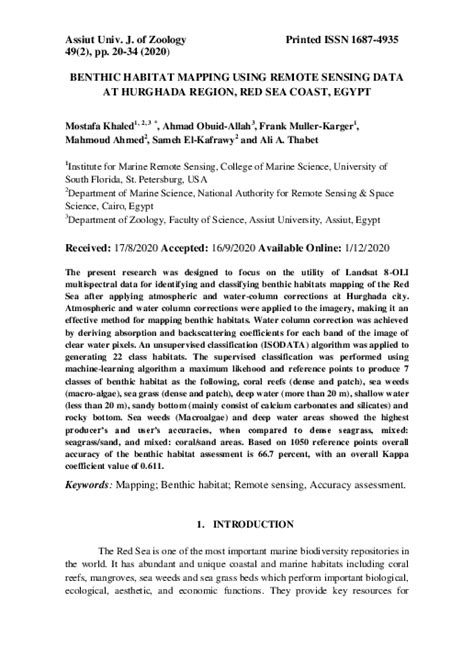 Pdf Benthic Habitat Mapping Using Remote Sensing Data At Hurghada Region Red Sea Coast Egypt